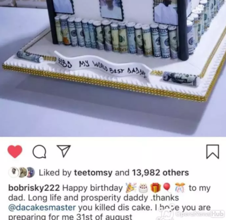 See The Lovely Cake Bobrisky Did For His Father To Honor His Birthday ...