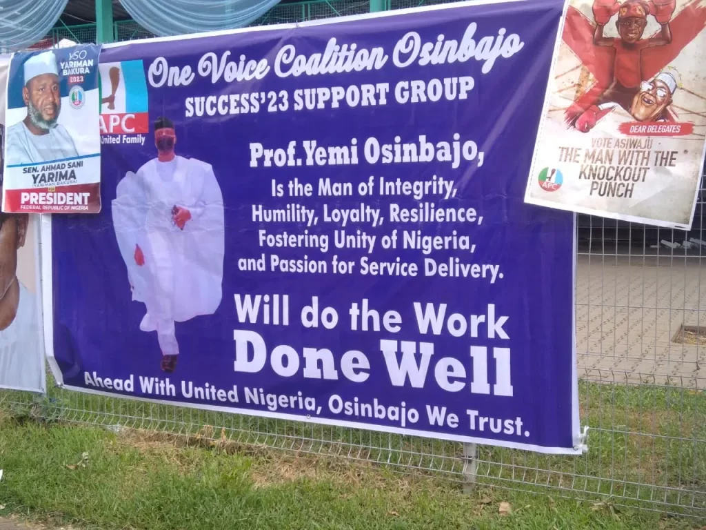 2023: Posters Of APC Presidential Aspirants Compete For Attention At ...