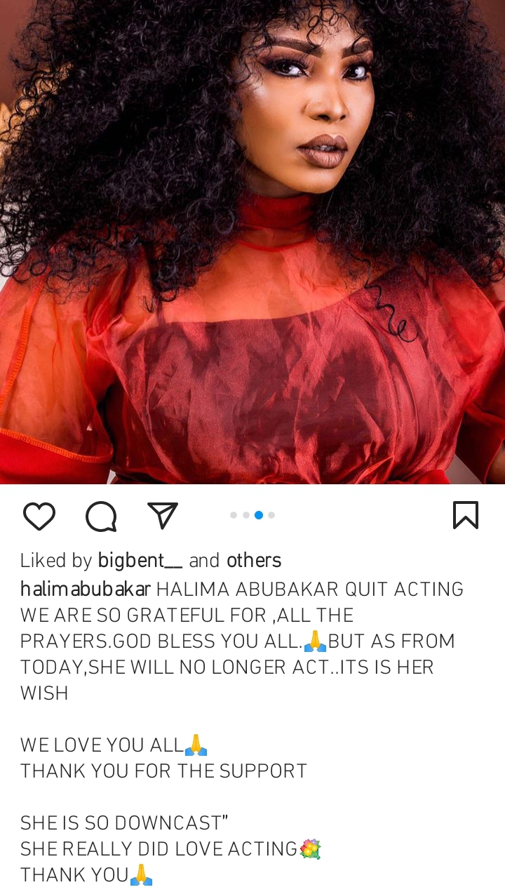 Actress Halima Abubakar quits acting as she battles undisclosed illness - Gistlover