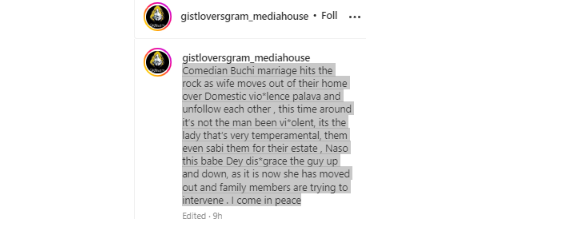 Comedian Buchi’s Marriage Hits the Rock over Alleged Violence from His ...