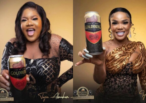 Toyin Abraham and Iyabo Ojo become first female brand ambassadors for Goldberg beer [Video ...