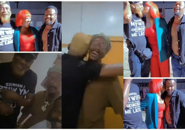 Kate Henshaw kisses Zubby Michael and Chidi Mokeme as actors link up with Hank Anuku in heart ...