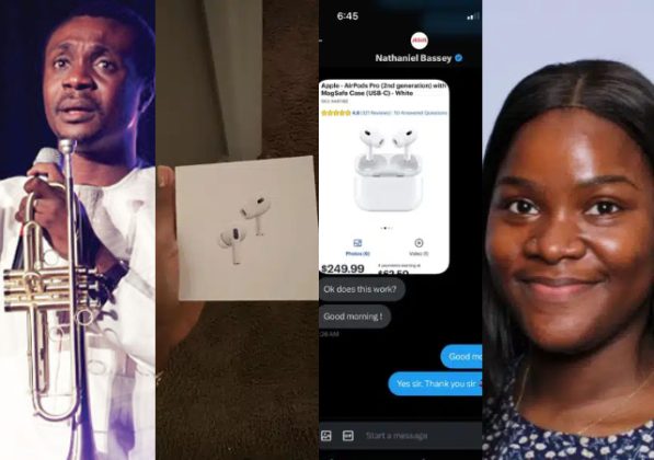 Nathaniel Bassey gifts lady new AirPods after her old one broke during ...