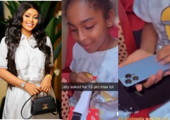 Actress, Regina Daniels gifts her 10-year-old stepdaughter iPhone 13 ...