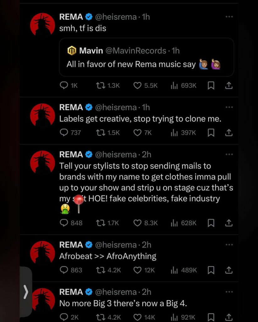 Rema Drags His Own Record Label, Mavin Records for Using Him For ‘Fake ...