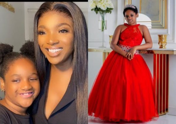 Proud mom Annie Idibia excited as her 10-years-old daughter, Olivia set ...