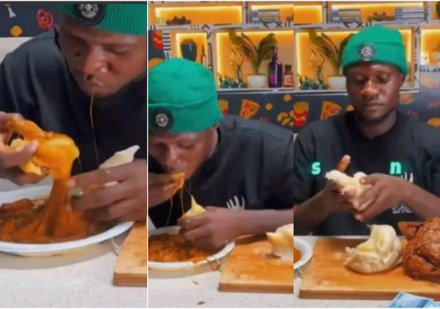 Reactions as man wins N100k for devouring big portions of Fufu with ...