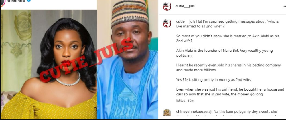 Nollywood actress Efe Irele reportedly ties the knot politician as 2nd ...
