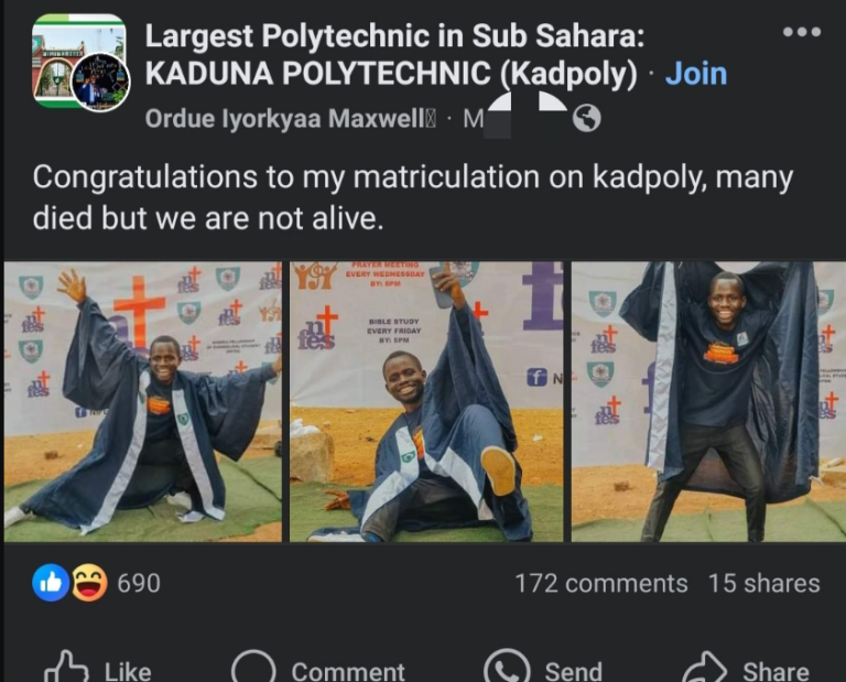 Kaduna polytechnic graduate goes viral for unusual words to celebrate ...
