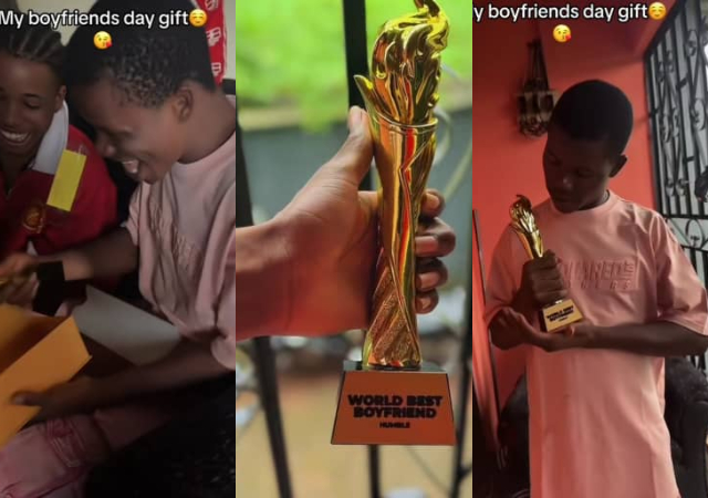 Man Trends Online As Girlfriend Gifts Him A Gold-Plated Trophy On ...