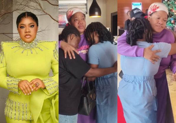 Moment Overexcited Fan Jumps On Toyin Abraham, Falls Her Down - Gistlover
