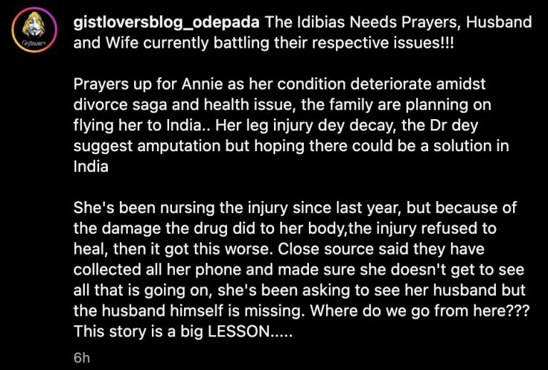 Annie Idibia Facing Allege Leg Amputation As Health Issue Worsen, May ...