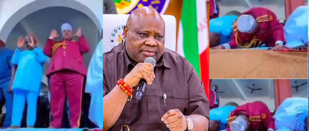 Reactions as Osun State governor Ademola Adeleke is spotted praying inside mosque - Gistlover