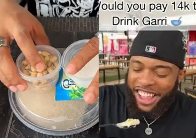 Nigerian Man stirs controversy as he spends N14k to Drink Garri at ...