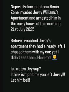Actor Jerry Williams Allegedly Arrested by Police in Edo - Gistlover