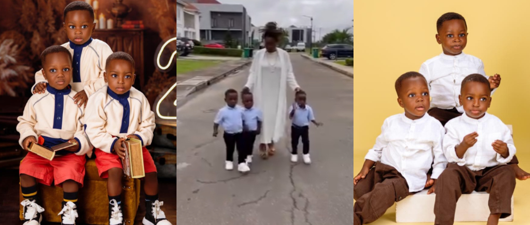 Ali Baba’s Wife Mary Akpobome Celebrates Triplets’ 2nd Birthday - Gistlover